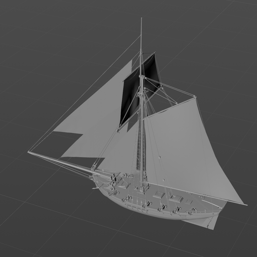 ⛵ Cutter sailboat digital model・ OBJ File for 3D printing・Cults