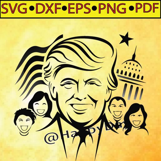 3D file donald Trump AmericaFirst celebration svg,dxf,eps,png,pdf file ...