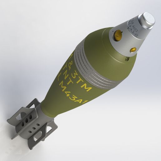 🐚 United States 81mm M43 HE Mortar Shell・ 3D File for 3D printing・Cults