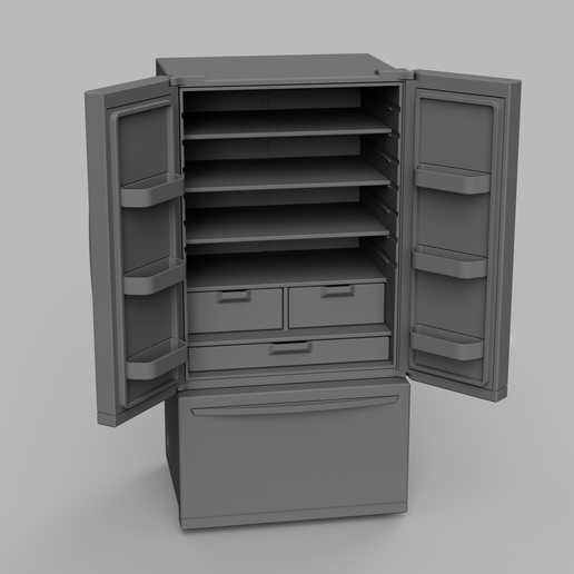 🚪 1/12 Scale French Door Refrigerator STL for Dollhouses and Miniature ...