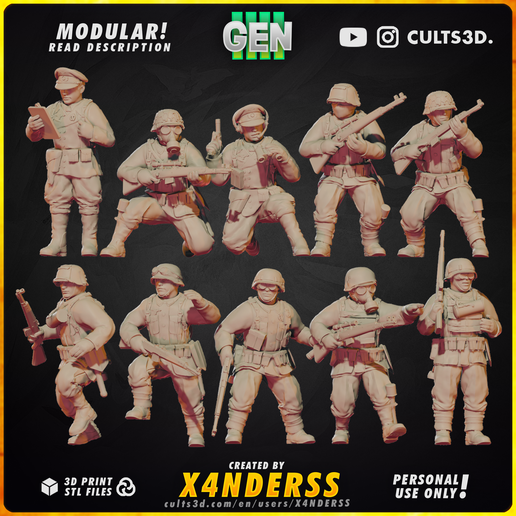 🫡 By X4NDERSS • Pack 9 • Gen4 • Legion Scale • x49 STLs • Stylized ...