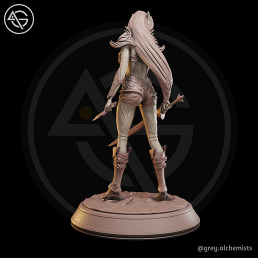 🏹 DnD Miniatures - Fantasy Character Rina the Drow Demon Hunter - 32mm - DnD STL (Pre-Supported ...