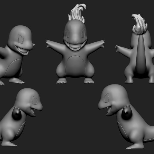 🐉 Pokemon - Charmander with 3 different poses・Archivo STL para ・Cults