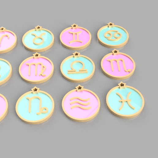 🔑 Llaveros simbolos Zodiaco・ STL File for 3D printing・Cults