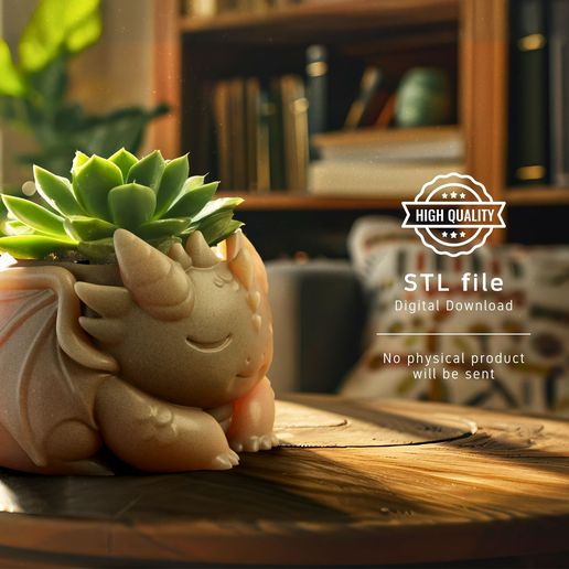 🐉 Cute Dragon STL File for 3D Printing, Planter Pot STL 3D Print File ...