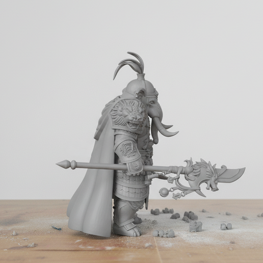 🛡️ Loxodon Warrior - Chinese Inspired Spear & Shield・ STL File for 3D ...