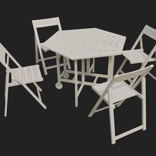 3D file MINIATURE 1:12 5-PIECE WOOD PATIO SET 🪵 ・3D printing design to ...