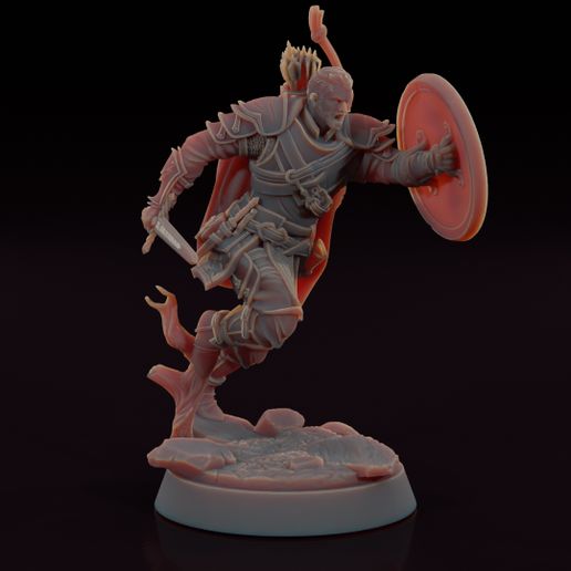 STL file Human Male Fighter - Attacking with sword and shield ...