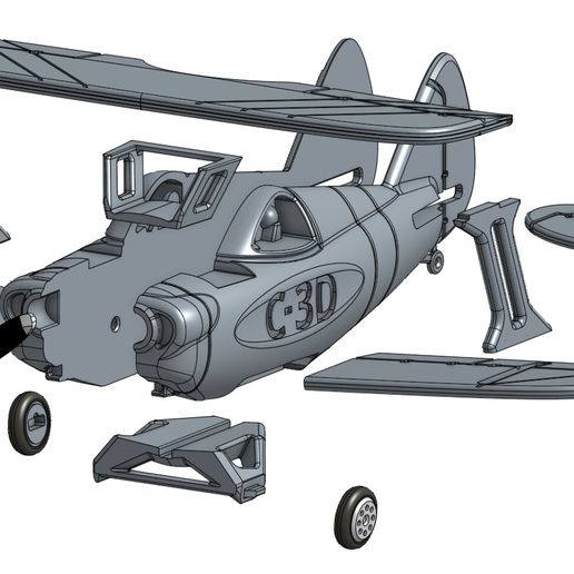️ BP01 Biplane C-3D・Free 3D File for ・Cults