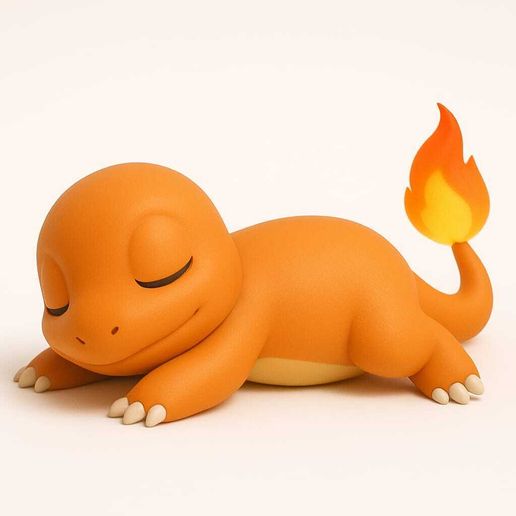 charmander sleeping under leaf