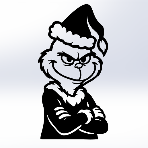 🎄 Grinch with Arms Crossed – Christmas Line Art Design・ STL File for 3D ...