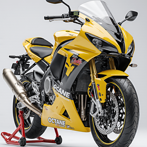 🏍️ High-Performance Yellow Sport Motorcycle on Stand・ STL File for 3D ...