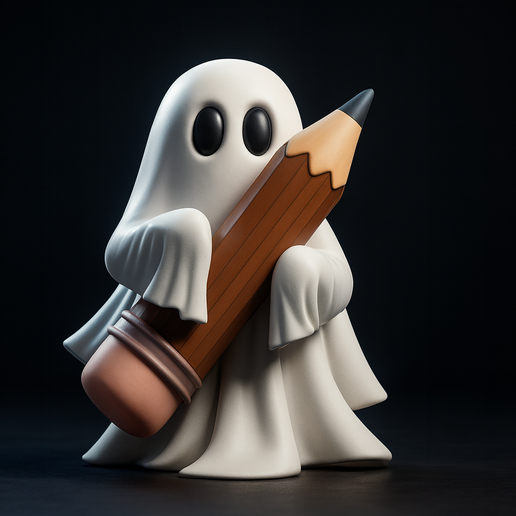 👻 Cute Ghost Holding Pencil Figurine | Desk Buddy | Spooky Halloween ...