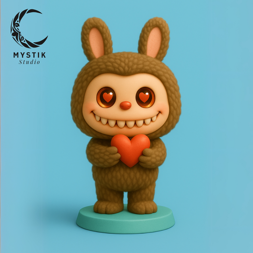 ️‍🔥 Labubu In love with heart・ STL File for 3D printing・Cults