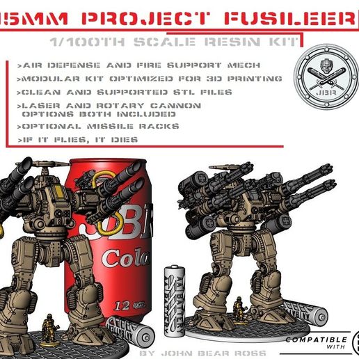 STL file Project Fusileer-15mm Air Defense Mech (1/100th Scale) 🔫 ・3D ...