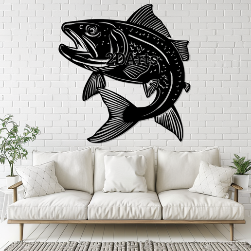 STL file Trout 2D Wall Art/Window Art 🎨 (3MF)・3D printer design to ...