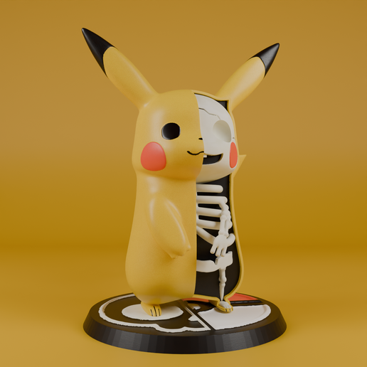 💀 Pokémon Fanart | Pikachu (Skeleton)・Arquivo STL Grátis para Impressão ...