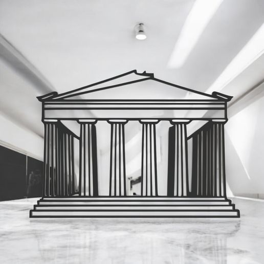 OBJ file Parthenon Line Art - Desktop Line Art 🎨 ・3D printing template ...