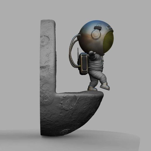 3D file Spaceman Standing on Moon 🌙 ・3D printing design to download・Cults