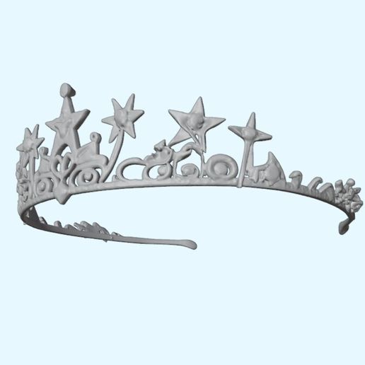⭐ Celestial Tara – Star Tiara with Blue Gems・ STL File for 3D printing ...