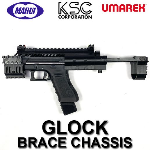 🔫 Airsoft Glock Brace Chassis Stock Carbine Kit Glock 17 Glock 19 Glock ...