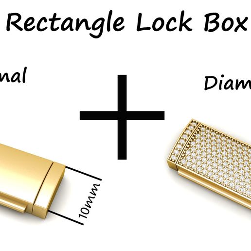 STL file 10 mm Rectangular Lock Box Combo of Plain and Diamond 🔒 (OBJ ...