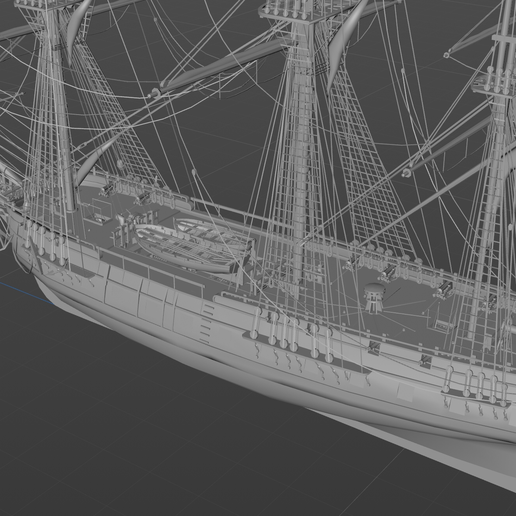🚢 Digital model of the sailing ship L'Aurore (1765)・ OBJ File for 3D ...