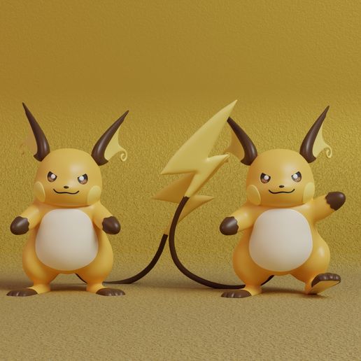 🐉 Pokemon - Raichu with 2 poses・ STL File for ・Cults