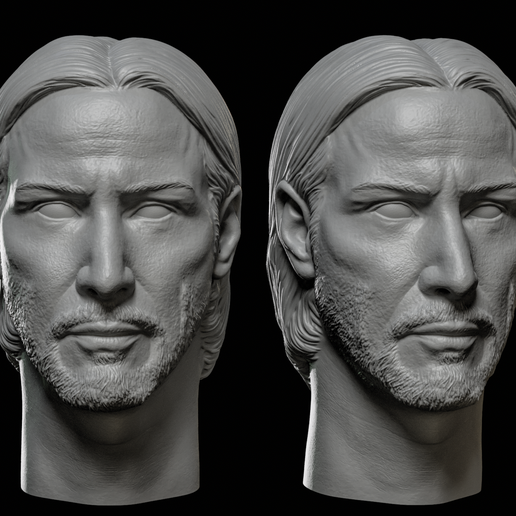 👾 John Wick 2 Keanu Reeves Head Headsculpt・ STL File for 3D printing・Cults