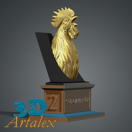 FIGHTING ROOSTER, TROPHY 🏆.・Archivo STL para Impresión 3D・Cults