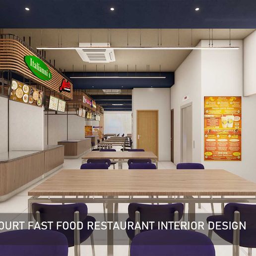 🍔 Food Court fast food Restaurant Interior Design・ OBJ File for ・Cults