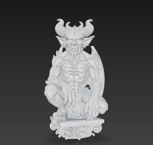 🐉 3D Demon Figure – Intricate Gothic Design, Atop a Pedestal・ STL File ...
