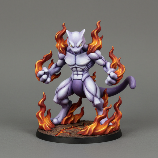 🔥 mewtwo in flames・Free STL File for 3D printing・Cults