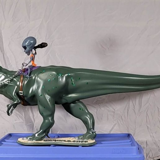 STL file The Original Ancient Alien on a T-Rex 👽 ・3D print object to ...