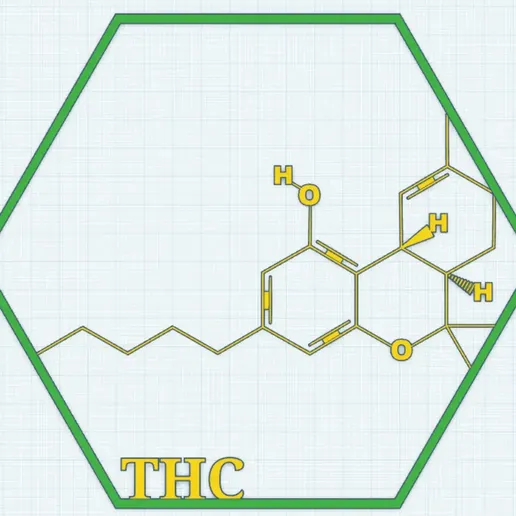 🎨 THC molecule - 3D wall art for printing・ STL File for 3D printing・Cults