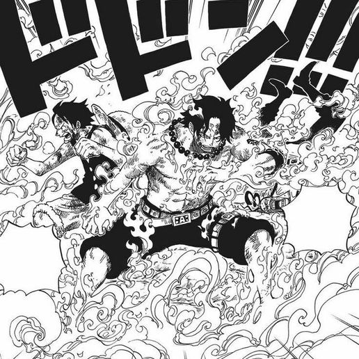 💬 One Piece Manga Color Print - Luffy and Ace Fight Together・Free STL ...