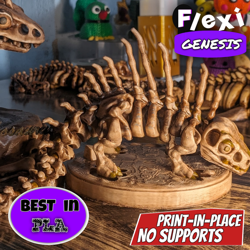 💀 Flexi Skeleton Dimetrodon with Stand – Print-in-Place・ STL File for ...