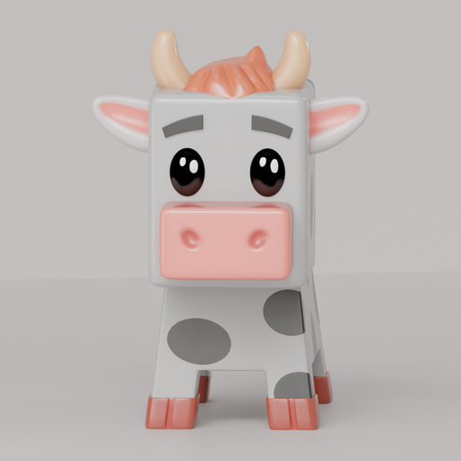🐄 Blocky cow - simple and cute・Free STL File for 3D printing・Cults
