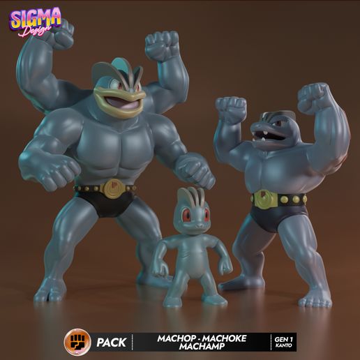 🐉 pack - machop machoke machamp・ 3D File for 3D printing・Cults