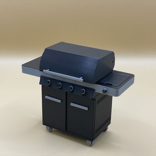 📁 Miniature Outdoor BBQ Grill 3D STL – 1:12 Scale Wheeled Patio Grill ...