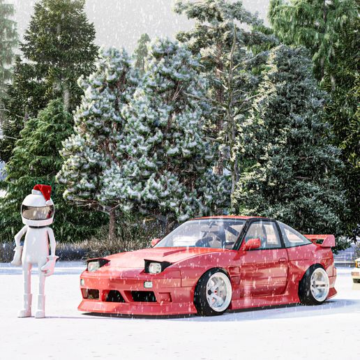 🚗 NISSAN 180SX Cartoon model kit・ 3D File for 3D printing・Cults