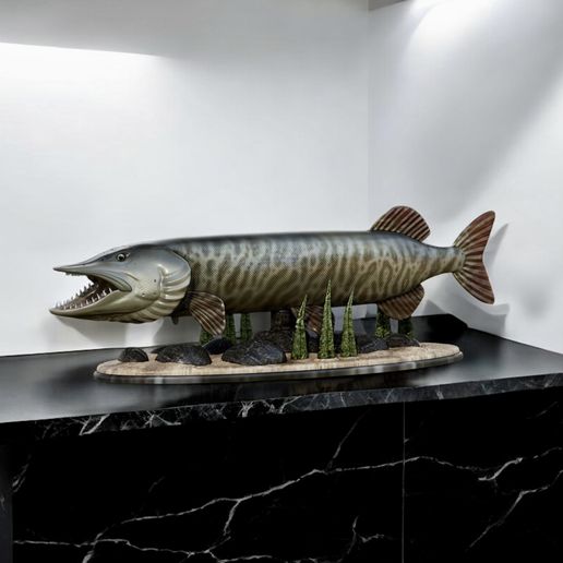 🐠 fish pike muskellunge muskie / Esox masquinongy statue underwater ...