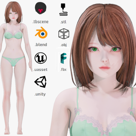 3D file Lingerie clothes 0006 - Rigged -Unreal - Unity - Blender - Animated - Realistic Female ...
