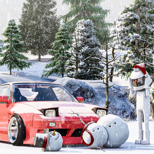 🆕 Cartoon Nissan 180SX new year desktop wallpapers・Free 3D File for 3D ...