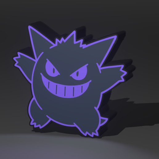 🐉 Gengar, letrero led・Archivo 3MF para Impresión 3D・Cults