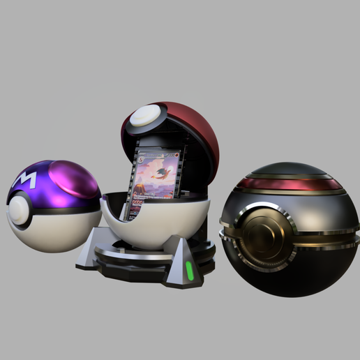 🐉 Poke ball Display balls 3 pack - Pokemon・ STL File for 3D printing・Cults