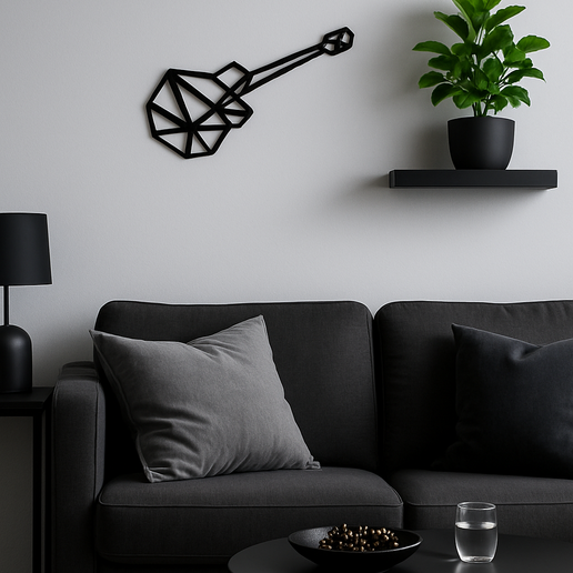 🎸 geometric guitar wall art・ 3MF File for 3D printing・Cults