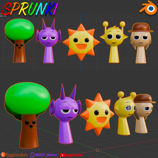 STL file Incredibox SPRUNKI MELODIES Characters Blender Set | 3D Models Fan Art 🎨 ・Model to ...
