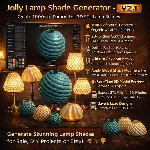🔦 Pro 3D Lamp Shade Generator Software - V2.1 | Unlimited Parametric ...
