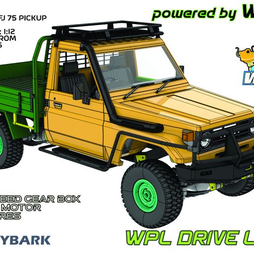 🚗 TOYOTA LAND CRUISER LC75 RC PICK UP TRUCK 1 TO 16 WPL SCALE 3D PRINT ...